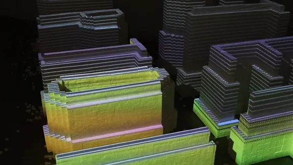 Step Up To It - a sculpture that reacts to smiles - Red Paper Heart